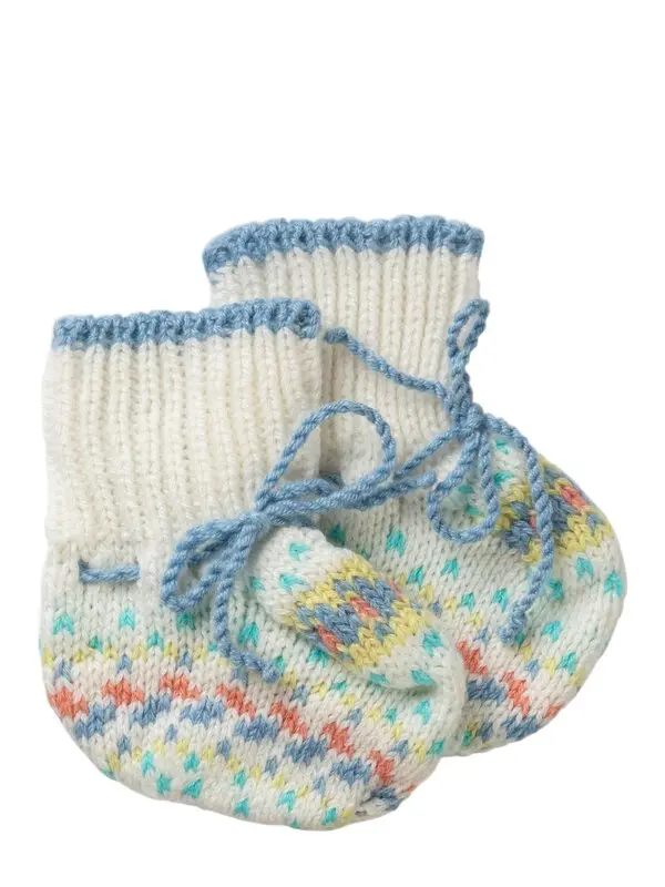 Johnstons Of Elgin Fairisle Cashmere Baby Booties - Blue