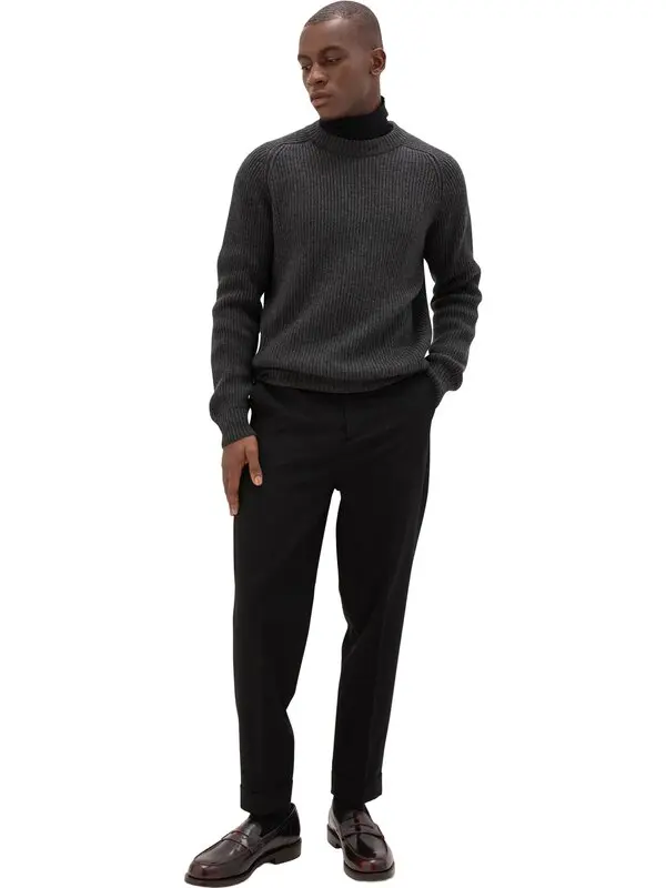 Johnstons Of Elgin Cashmere Jumper With Contrast Neck - Grey