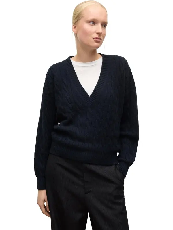 Johnstons Of Elgin Kylesku Dark Cashmere Jumper - Blue