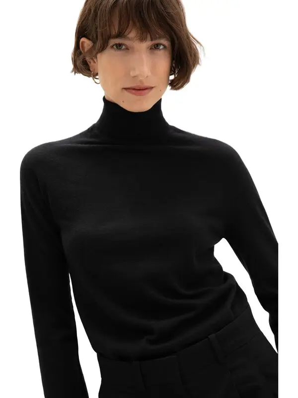 Johnstons Of Elgin Superfine Cashmere Roll Neck - Black