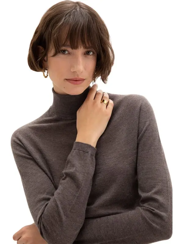 Johnstons Of Elgin Superfine Cashmere Roll Neck Jumper - Brown