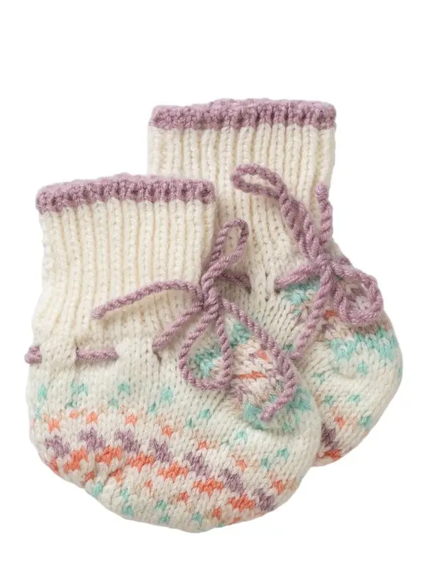 Johnstons Of Elgin Fairisle Cashmere Booties - Pink