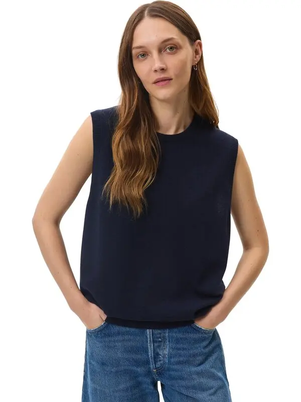 Johnstons Of Elgin Cashmere Tank - Navy