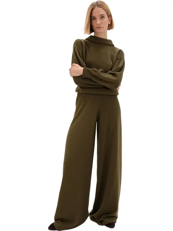 Johnstons Of Elgin Cashmere Wide Leg Trousers - Green