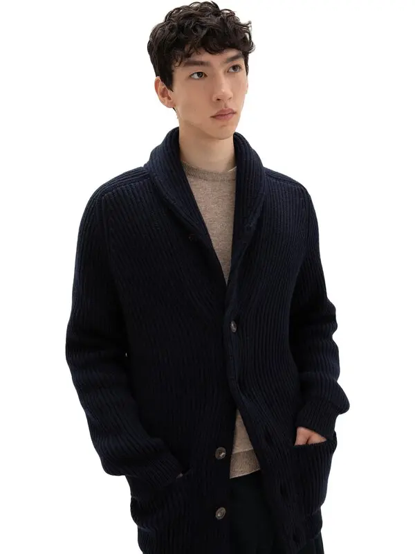 Johnstons Of Elgin Shawl Collar Cashmere Cardigan - Navy