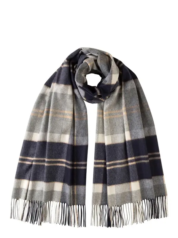 Johnstons Of Elgin Bannockbane Tartan Cashmere Stole - Grey