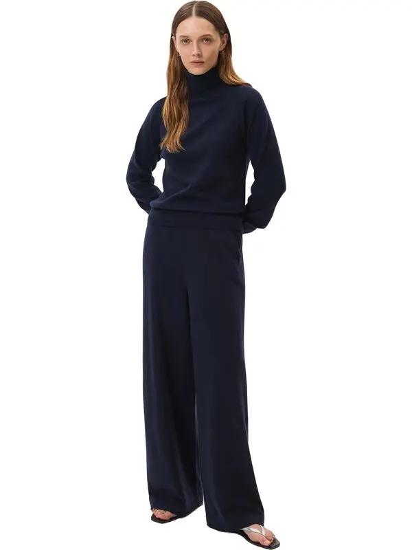 Johnstons Of Elgin High-rise Cashmere Culottes - Navy