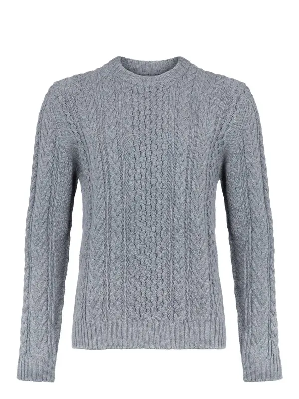 Johnstons Of Elgin Aran Cable Cashmere Jumper - Grey