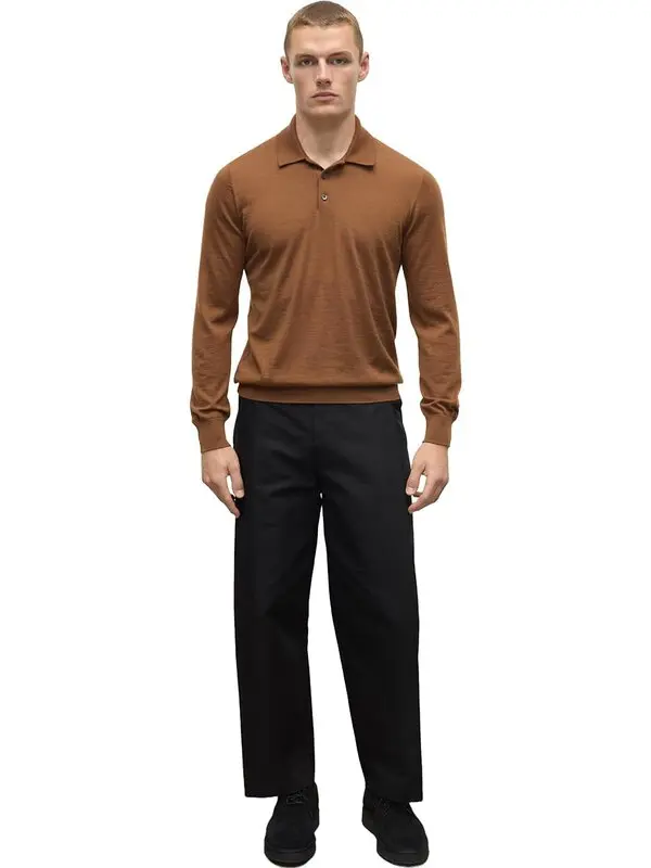 Johnstons Of Elgin Dark Camel Uperfine Cahmere Polo Hirt - Brown