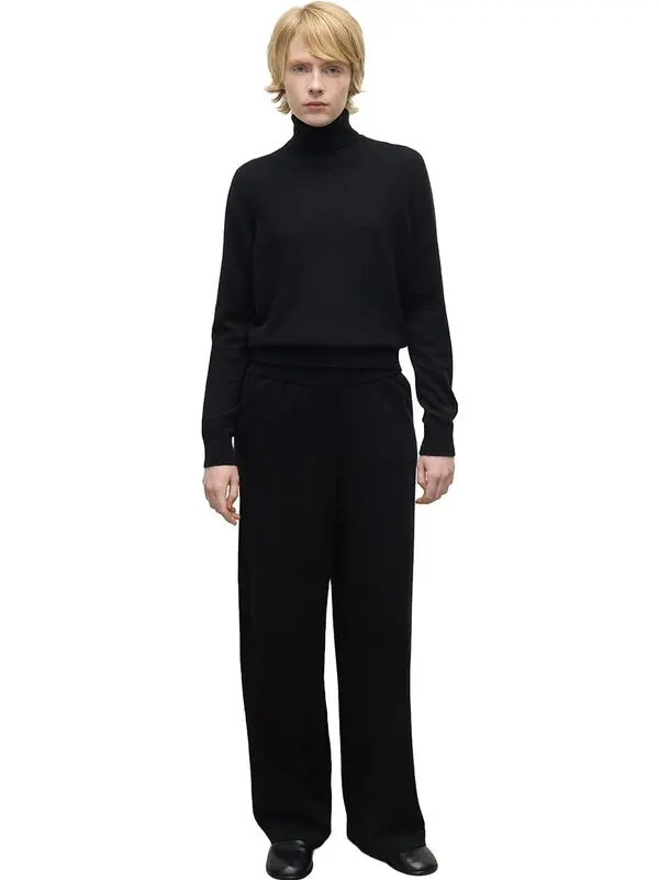 Johnstons Of Elgin Wide Leg Cashmere Trousers - Black