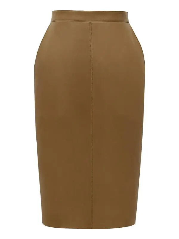 Saint Laurent Leather Midi Skirt - Green