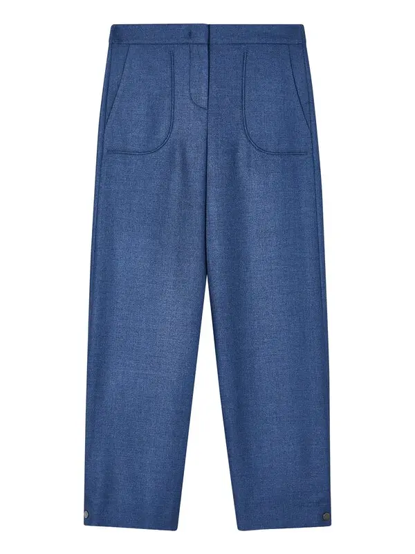 Giorgio Armani Straight-leg Silk And Wool Trousers - Blue