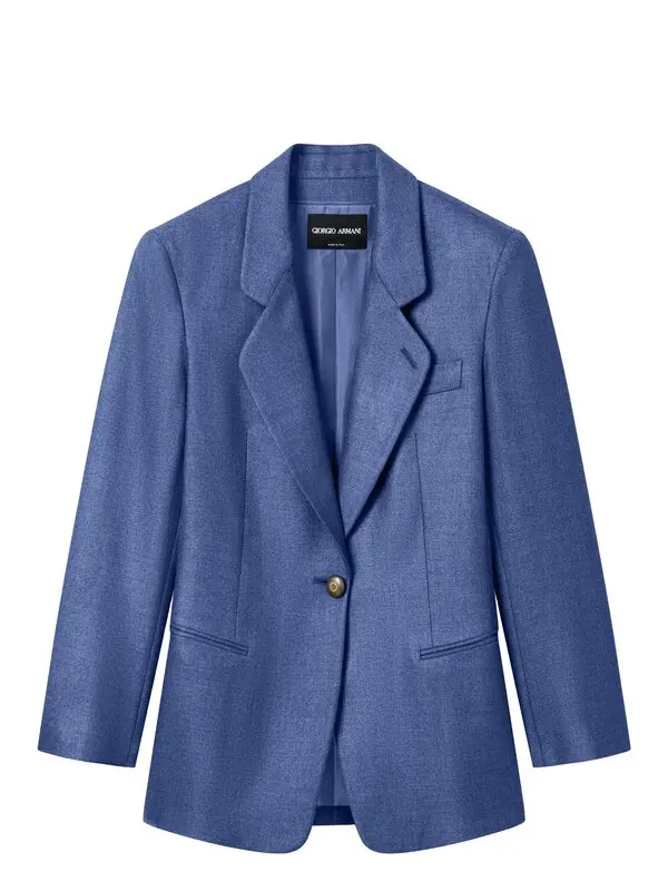 Giorgio Armani Silk And Wool Single-breasted Jacket - Blue