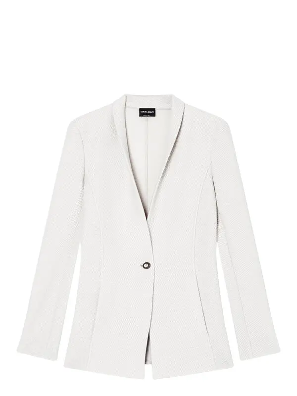 Giorgio Armani Single-breasted Jacket In Raffia Jersey - Beige