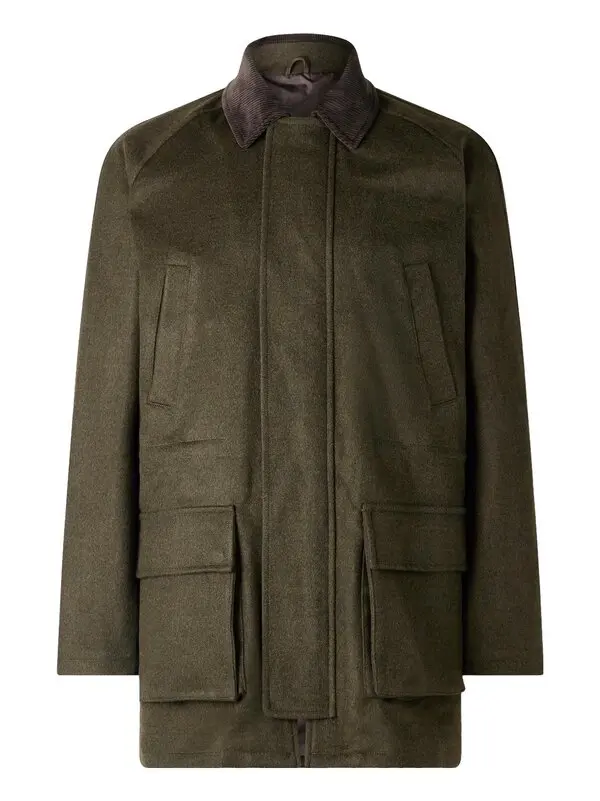 J. MUESER Game Corduroy-trimmed Wool Jacket - Green