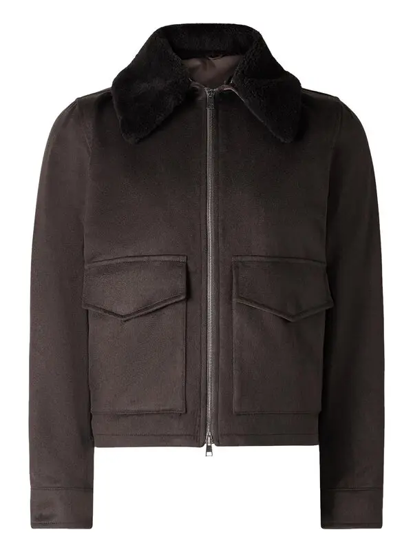 J. MUESER Plush-trimmed Cashmere Bomber Jacket - Brown
