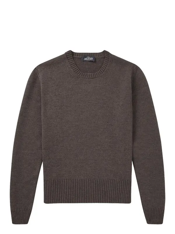 J. MUESER Merino Wool Crewneck Sweater - Brown