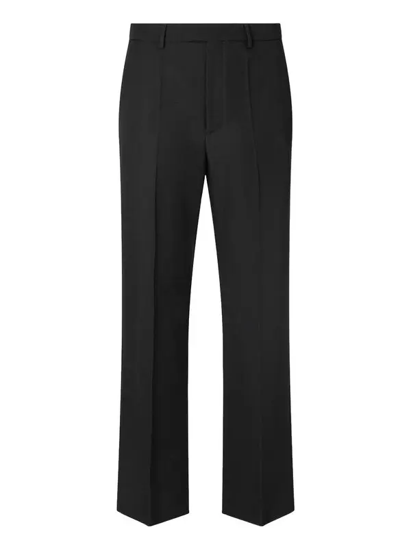 Valentino Garavani Straight-leg Pleated Grain De Poudre Wool Trousers - Black