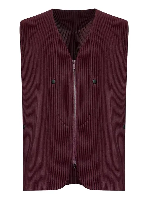 Issey Miyake Pleated Vest - Burgundy