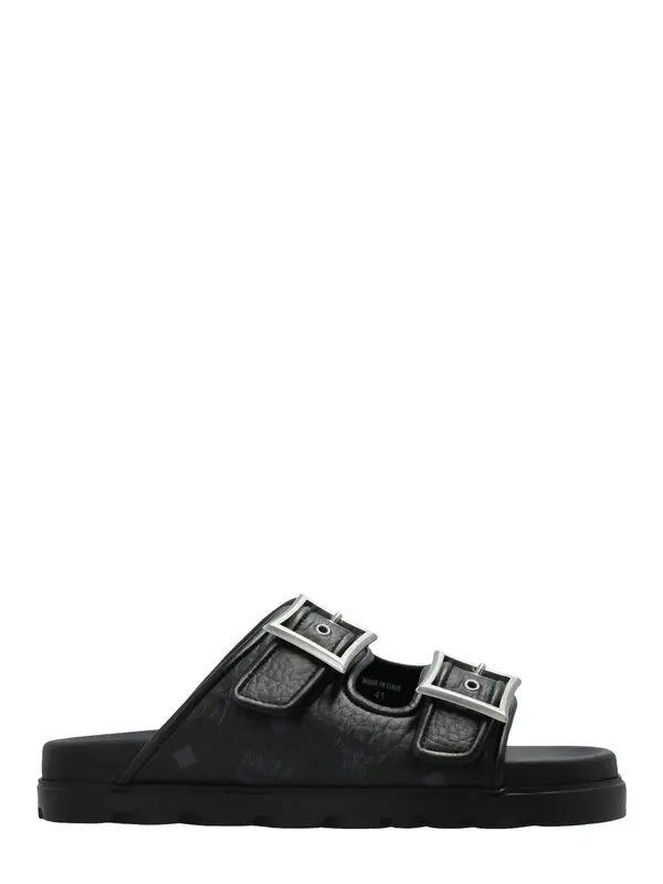 Mcm Logo Sandals - Black