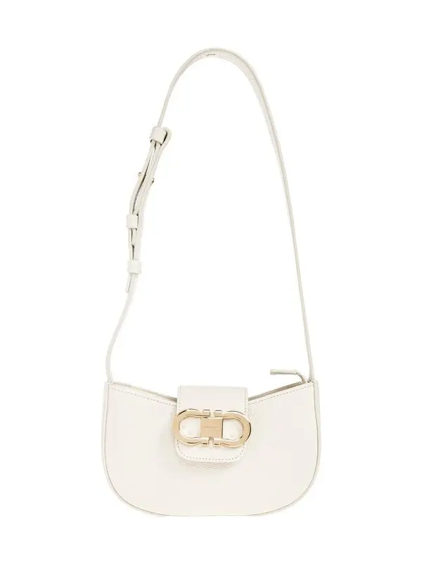 FERRAGAMO Double Gancini Mini Shoulder Bag - Cream
