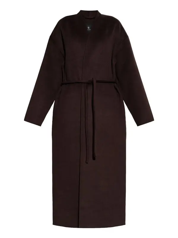 ANINE BING Long Wool And Cashmere Coat - Brown