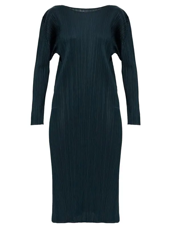 Issey Miyake Pleated Midi Dress - Green