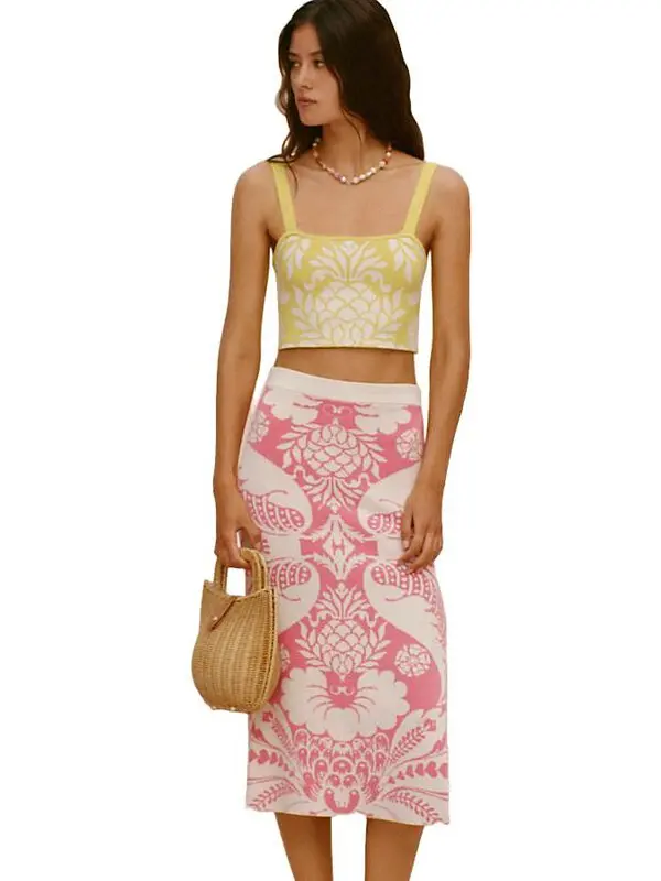 CELANDINE Knit Midi Skirt - Pink