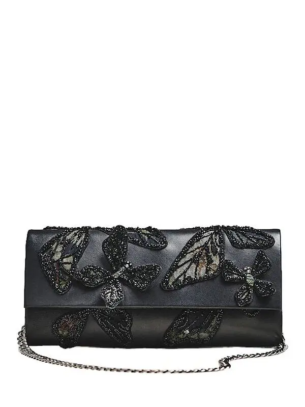 Deepa Gurnani Monarch Beaded Clutch - Black
