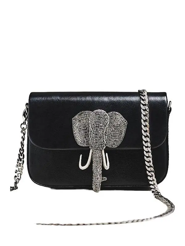 Deepa Gurnani Beaded Elephant Clutch - Black