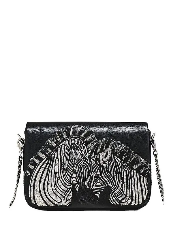 Deepa Gurnani Zebra Clutch - Black