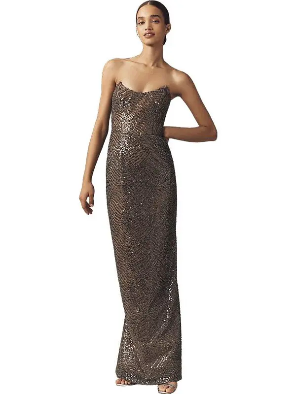 HELSI Natasha Strapless Maxi Gown - Silver