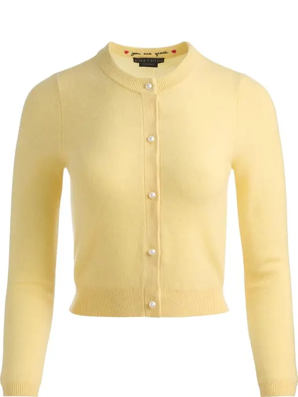 Alice + Olivia Dollie Cashmere Cardigan - Butter