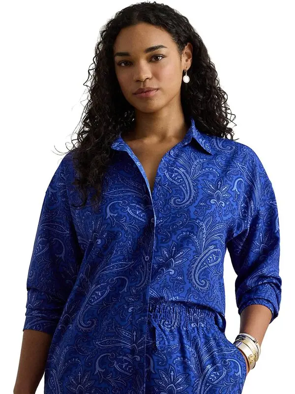 Ralph Lauren Relaxed Fit Paisley Crepe Shirt - Blue Multi