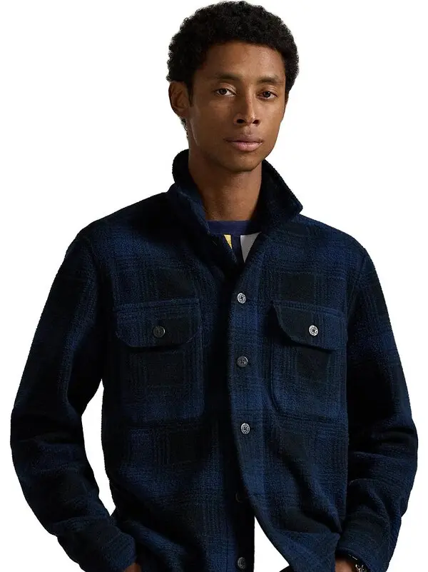 Ralph Lauren Plaid Pile Fleece Overshirt - Mountain Plaid Cruise Navy