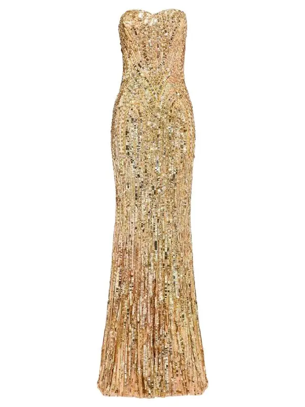 Jenny Packham Sequin-embellished Strapless Gown - Gold