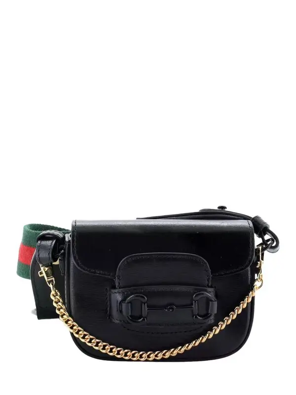 Gucci Horsebit 1955 Flap Wallet With Strap - Black