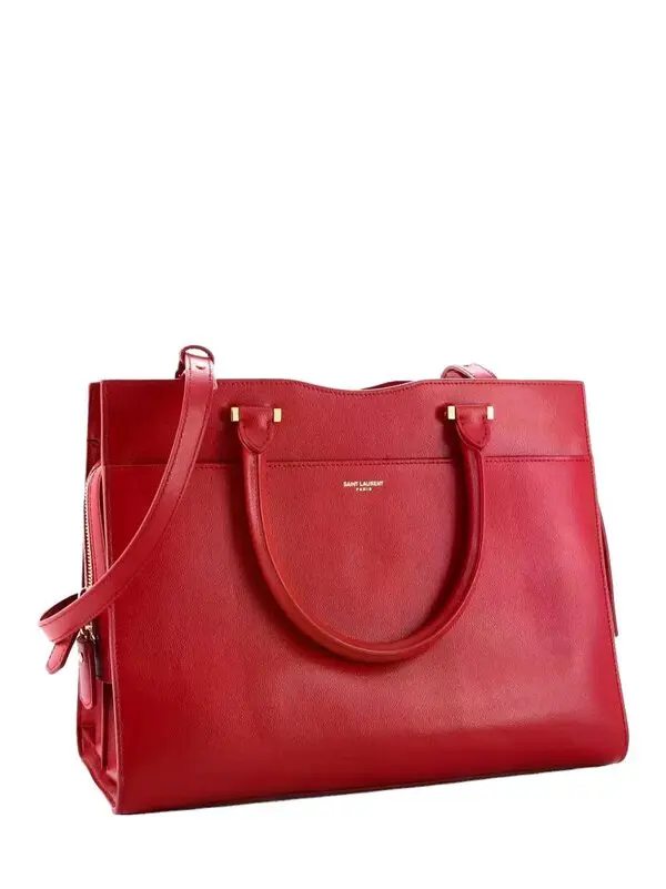 Saint Laurent Uptown Leather Medium Tote Bag - Red