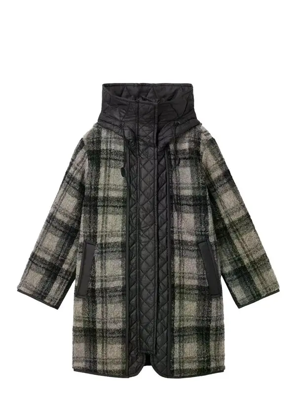JUUN.J Quilted Checked Coat - Grey