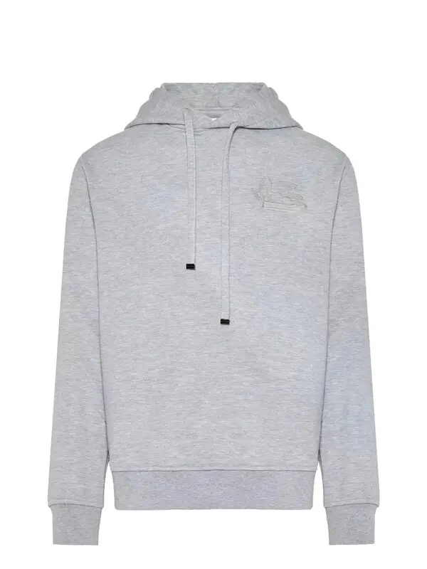 Etro Embroidered-logo Hoodie - Grey