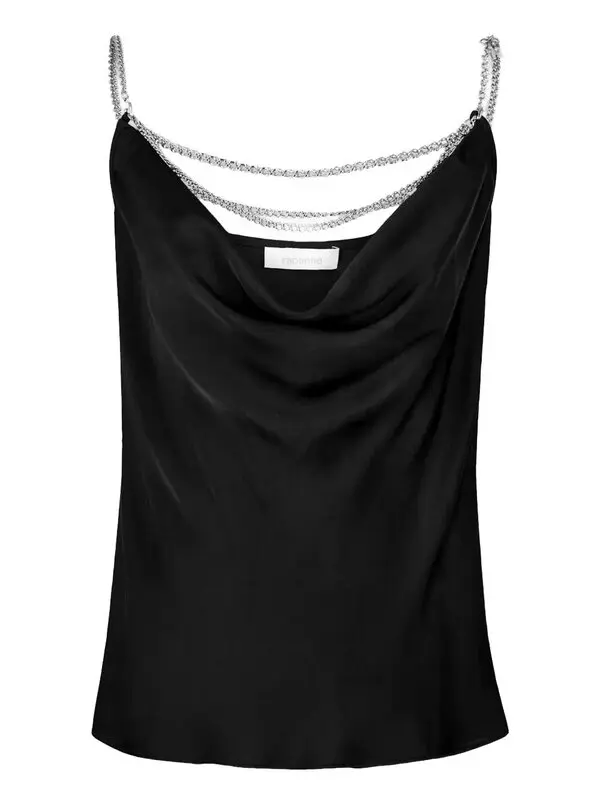 Rabanne Chain Strap Satin Top - Black