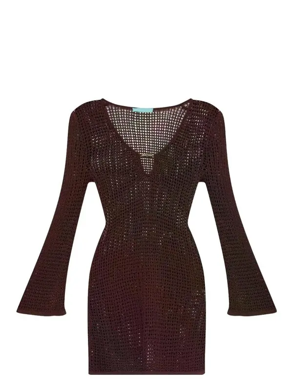Melissa Odabash Ellis Long-sleeve Mini Dress - Brown