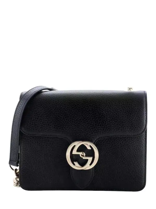 Gucci Interlocking Leather Shoulder Bag - Black