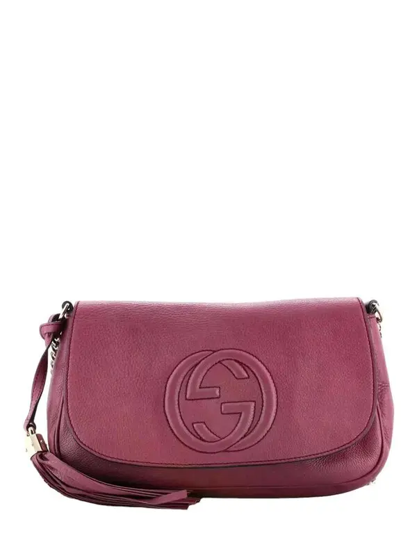 Gucci Soho Chain Leather Crossbody Bag - Purple