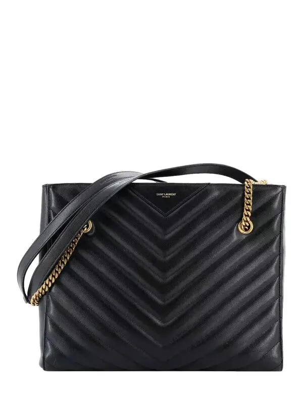 Saint Laurent Tribeca Matelasse Chevron Leather Medium Tote Bag - Black