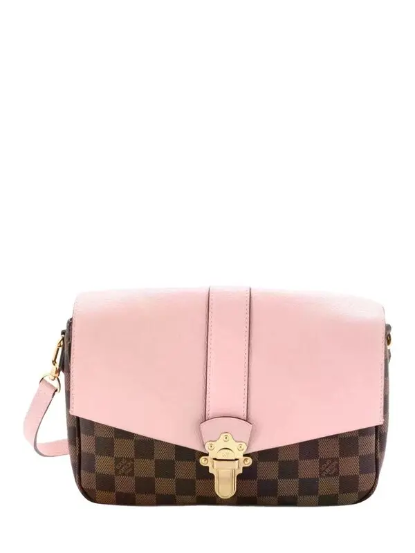 LOUIS VUITTON Clapton Handbag Damier And Leather Pm - Brown