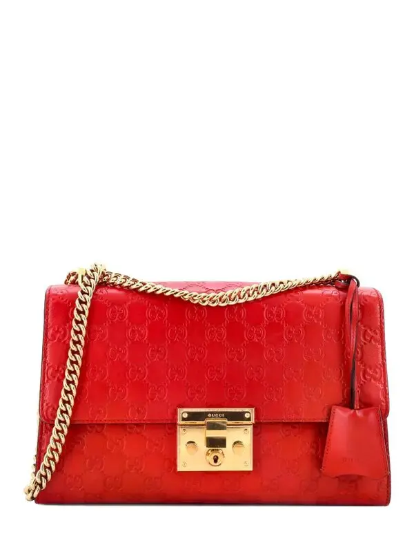 Gucci Padlock Sissima Leather Medium Shoulder Bag - Red