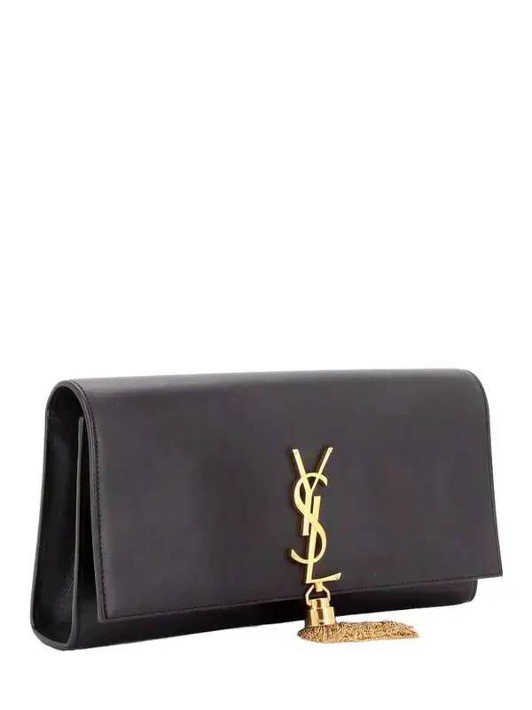 Saint Laurent Classic Monogram Tassel Clutch Bag - Black