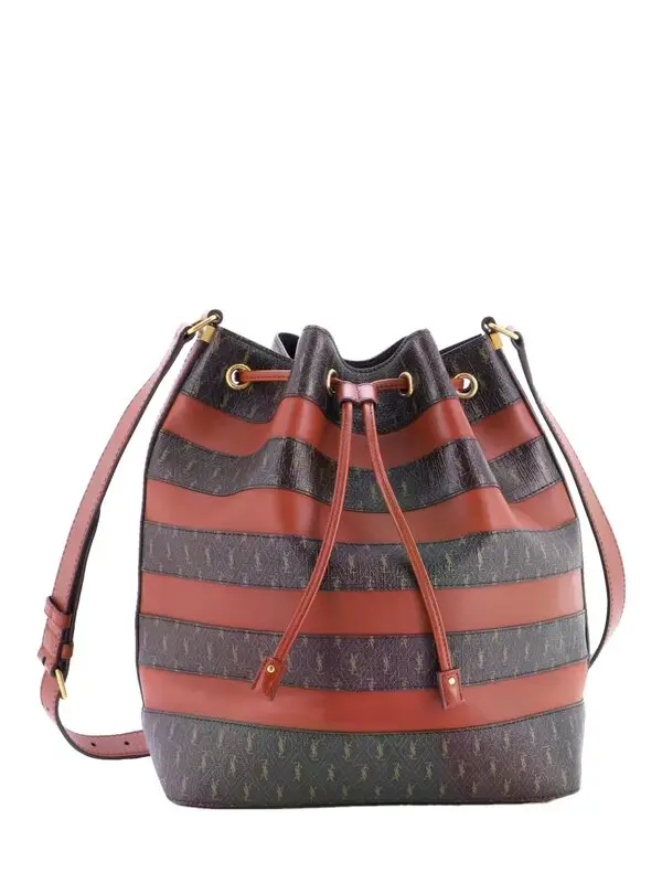 Saint Laurent Le Monogramme Striped Bucket Bag - Brown