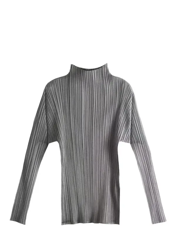Issey Miyake Pleated Funnel-neck Top - Grey